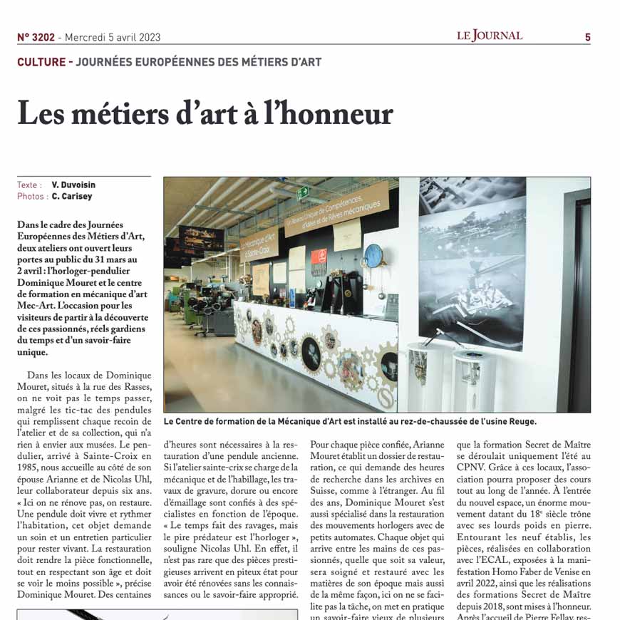 Les métiers d’art à l’honneur - Formation en Mécanique d'Art, le secret ...